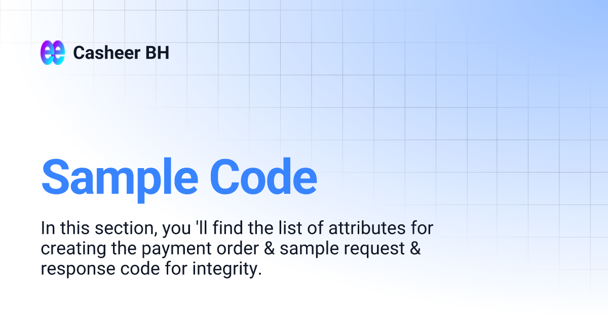 Sample Code | Casheer BH